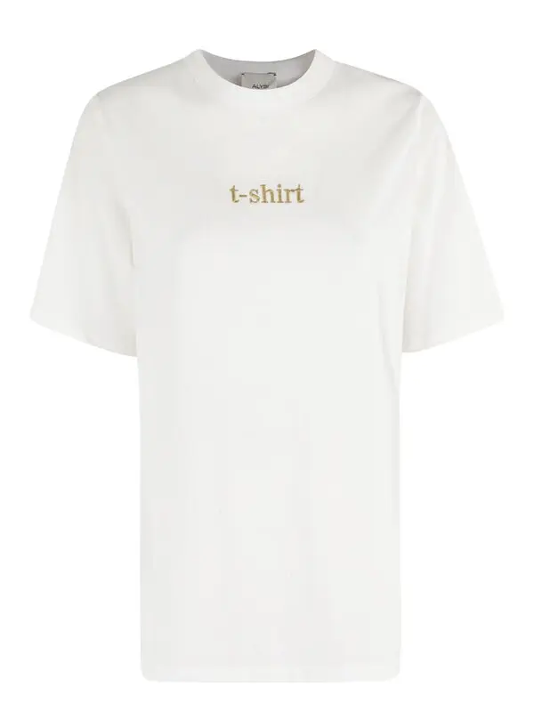 ALYSI Crewneck T-shirt With Lettering And Logo Patch - White