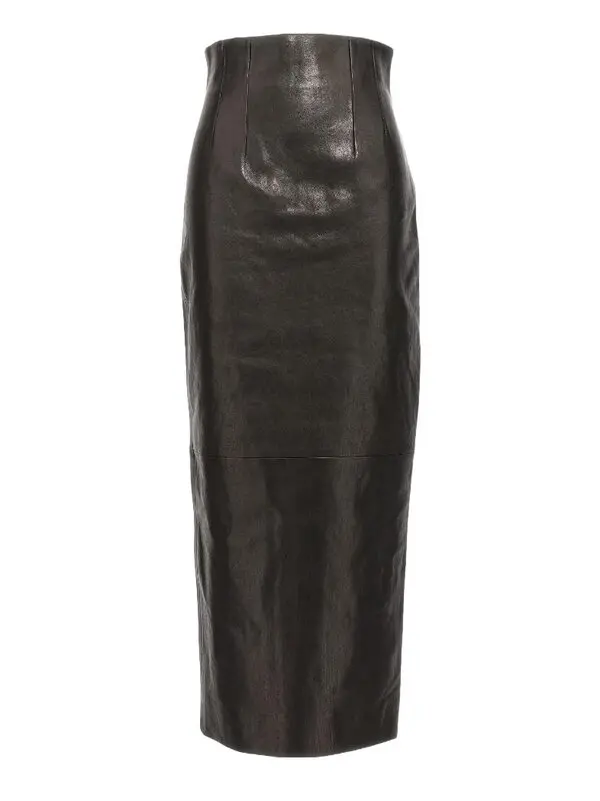 Khaite Loxley High-waisted Midi Skirt - Onyx