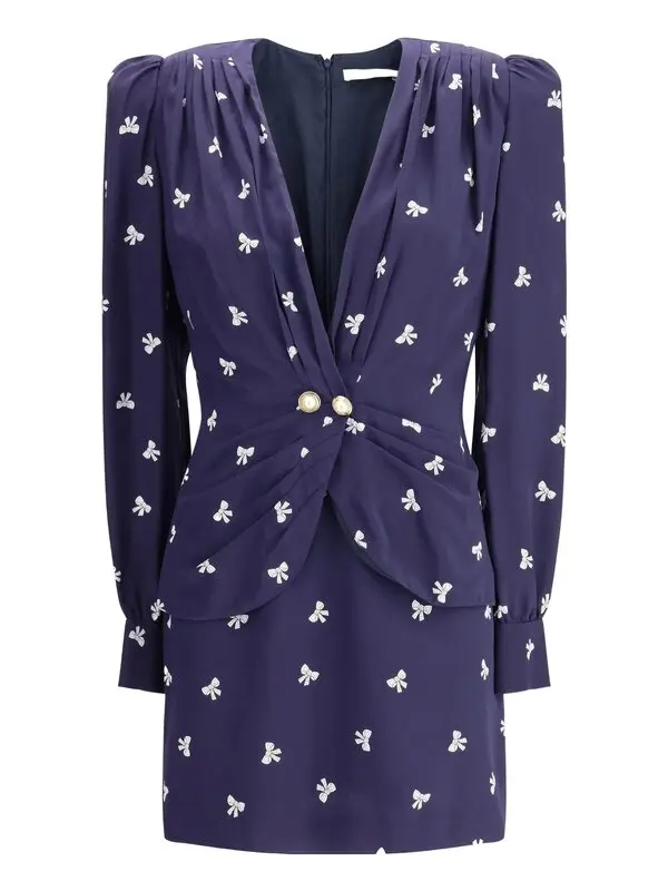 Alessandra Rich Long Sleeve Printed Dress - Blue