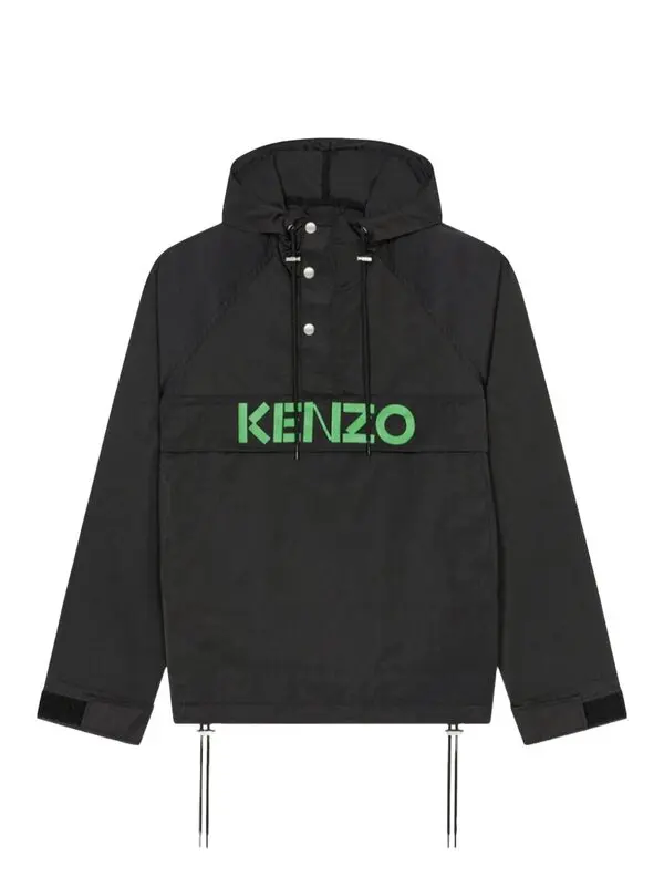 Kenzo Logo Print Drawstring Hoodie - Black