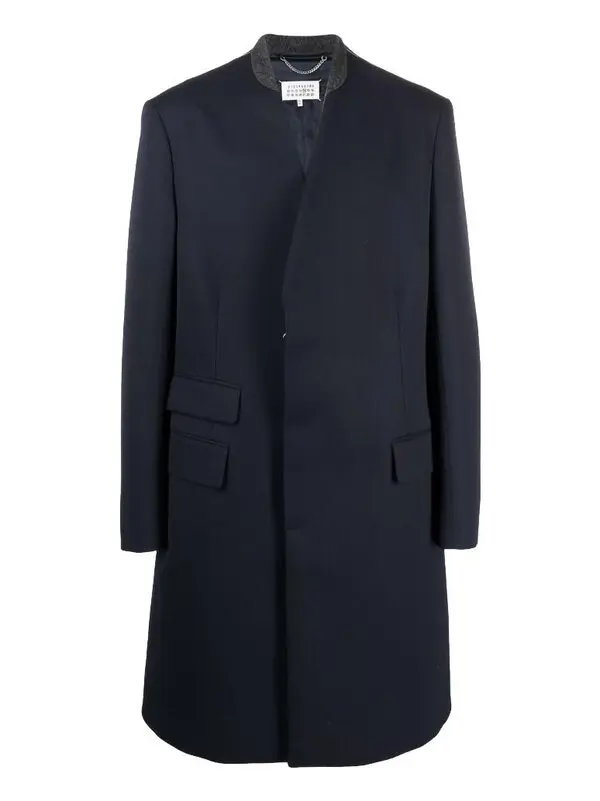 MAISON MARGIELA Collarless Single Breasted Coat - Black