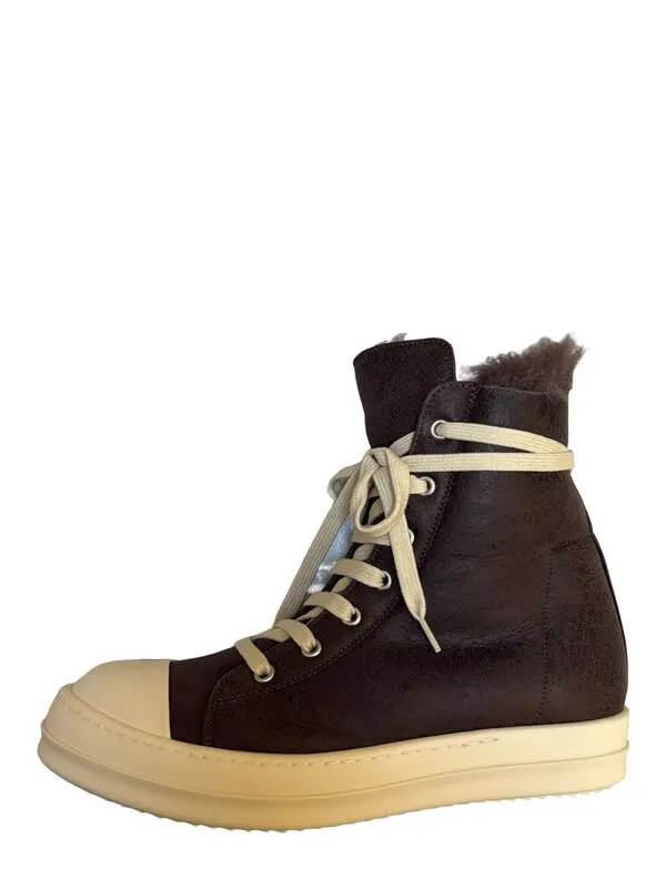 Rick Owens Round Toe High Top Casual Shoes - Black