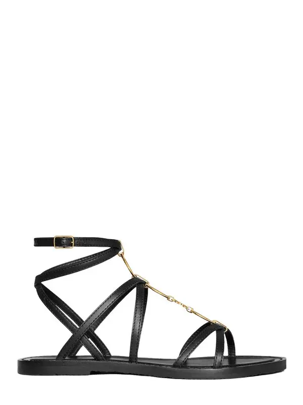 Celine Olymipa Strappy Jewel Sandals In Calfskin - Black