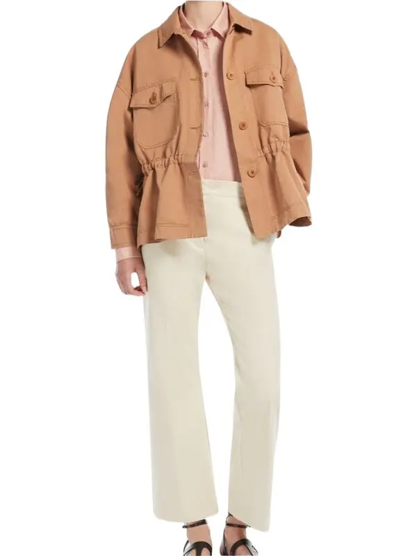 Max Mara Stretch Gabardine Flared Trousers - Ivory
