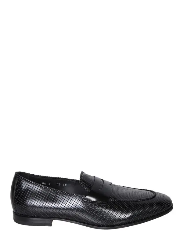 Santoni Round-toe Slip-on Loafers - Black