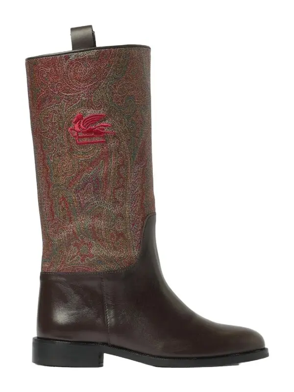 Etro Paisley-panel Leather Boots - Black