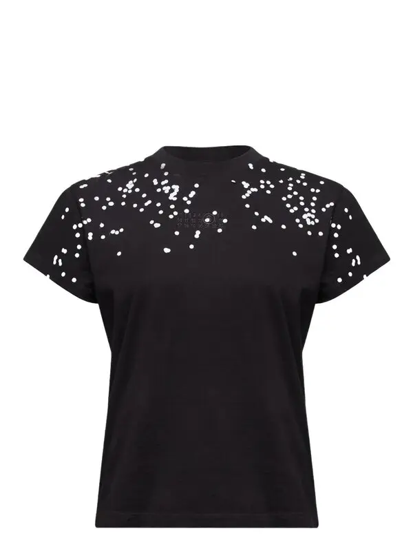 MAISON MARGIELA Short Sleeve Crewneck T-shirt With Embellishment - Black