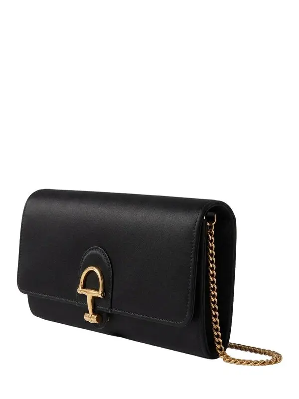Gucci 73 Clutch With Half Horsebit Chain Strap - Black