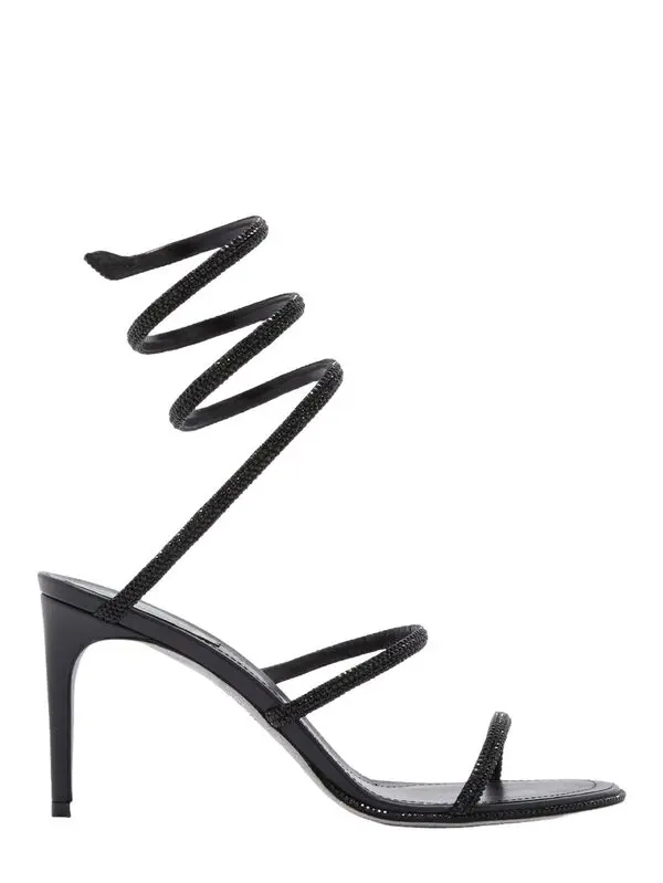 Rene Caovilla 80mm Strass-spiral Heeled Sandals - Black/jet Strass