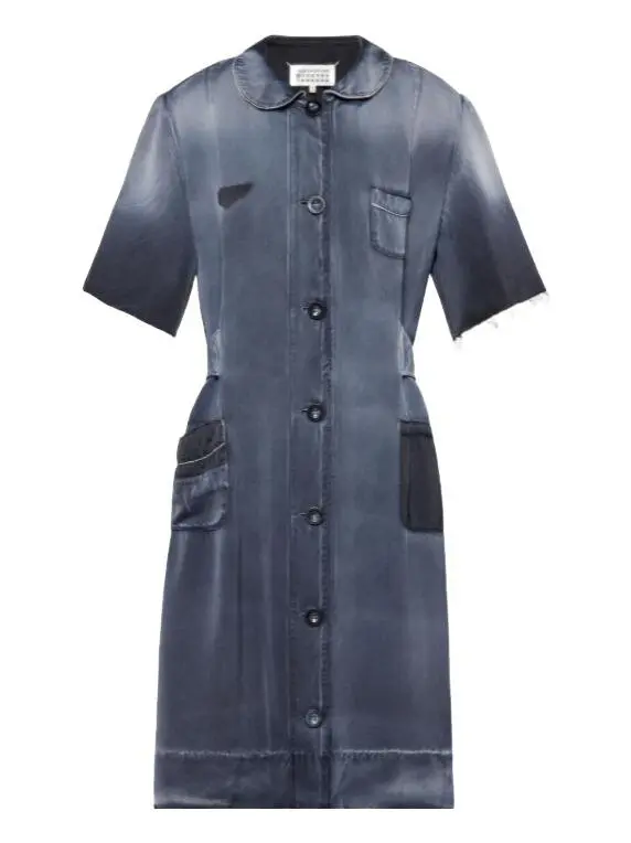 MAISON MARGIELA Vintage Effect Button-front Dress - Etching Blue