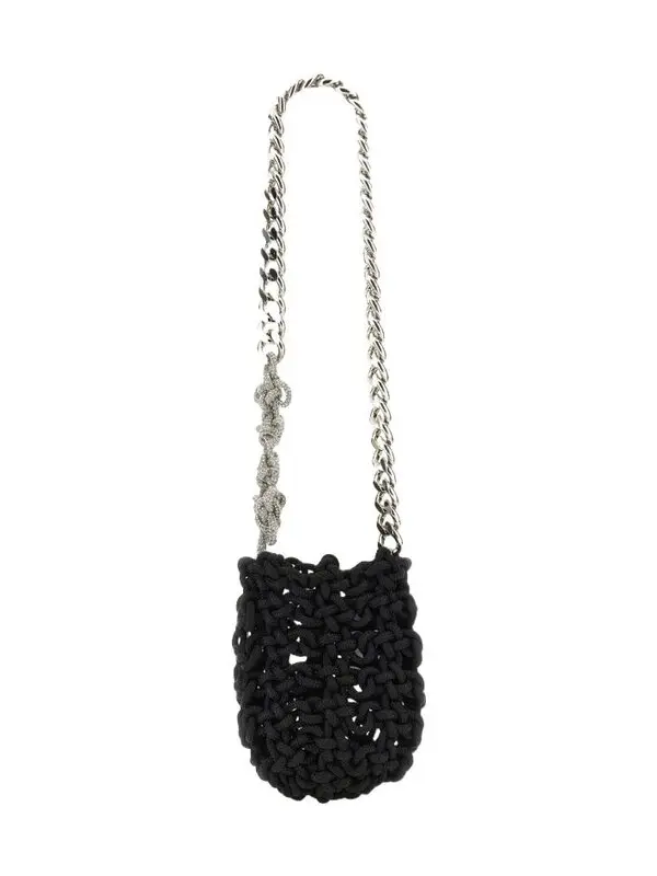Kara Knot Chain Crossbody Bag - Black