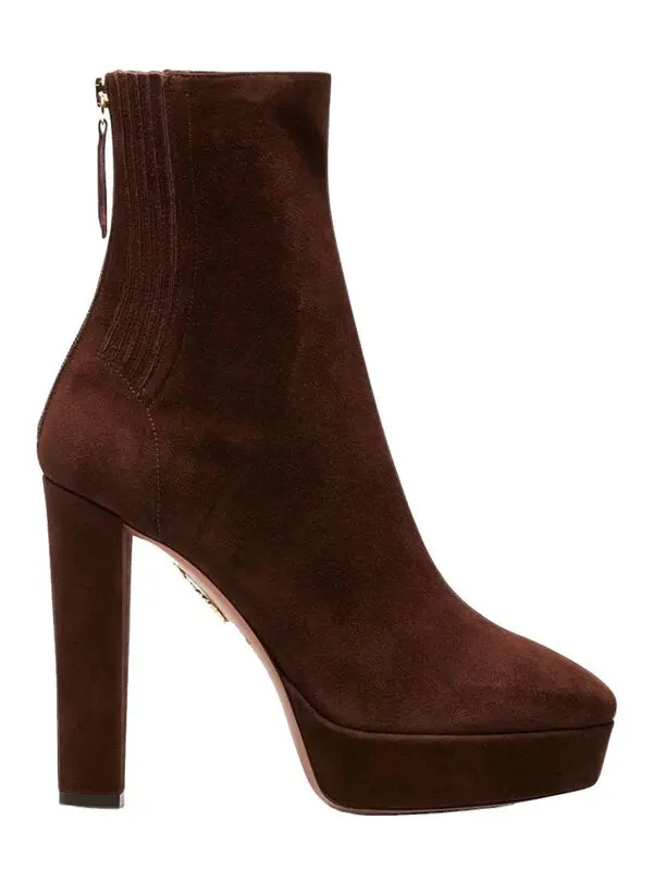 AQUAZZURA Round-toe Heeled Ankle Boots - Brown