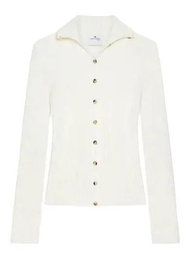 COURREGES Solar Rib Knit Cardigan - Traditional White