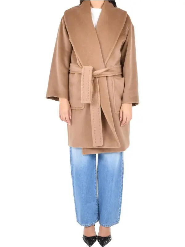 Max Mara Cloruro Belted Coat - Nude