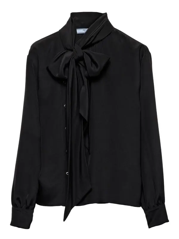 Prada Marocain Shirt With Scarf Collar - Black