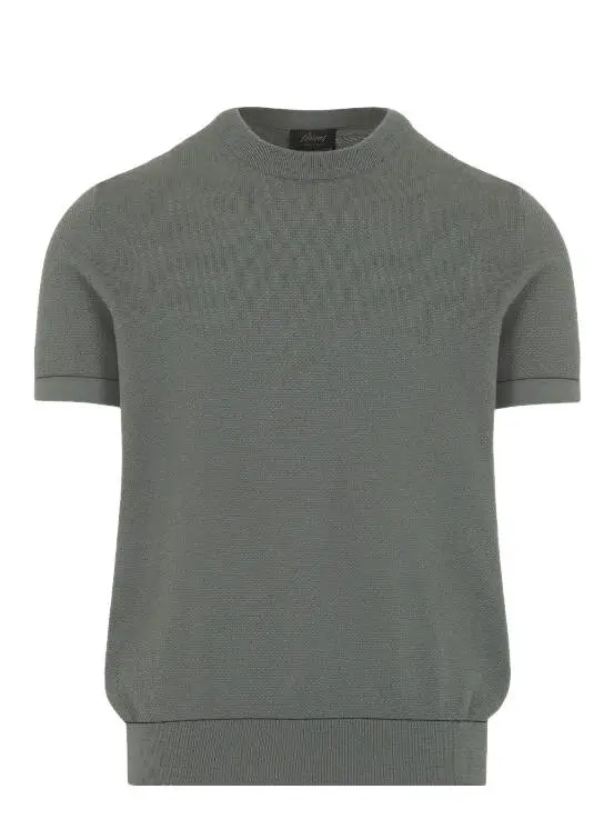 Brioni Textured Short-sleeve Knitted Top - Gray