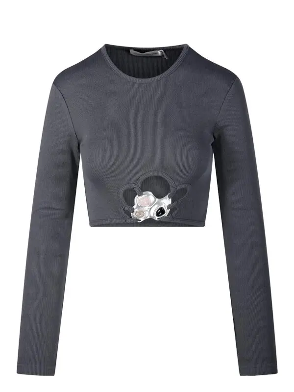 Christopher Esber Trio Stone Cropped Top - Black