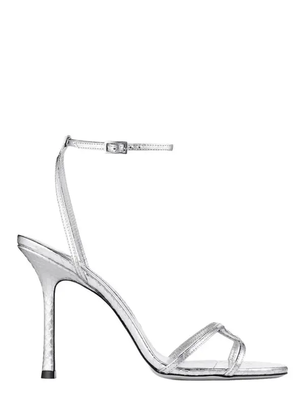 JIMMY CHOO Leo Ankle Strap Stiletto Sandals - Silver