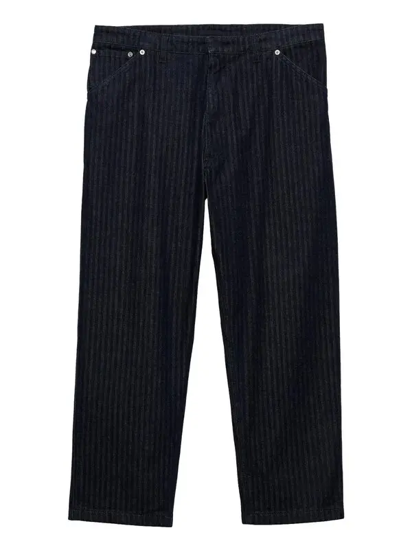 Prada Enamel Triangle Logo Tapered Leg Trousers - Navy