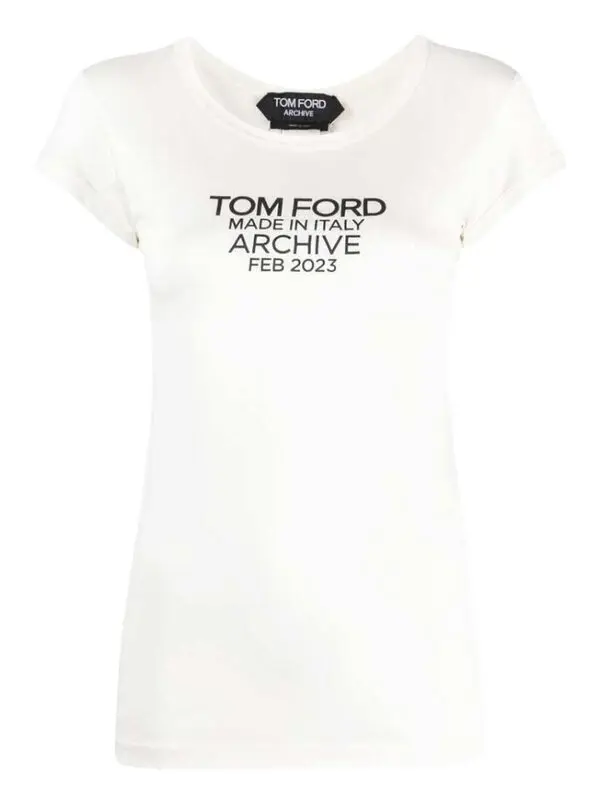 TOM FORD Logo Printed Crewneck T-shirt - White