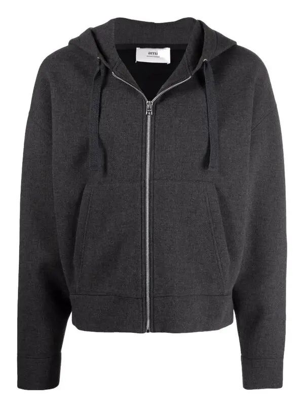 Ami Drop Shoulder Zip-fastening Hoodie - Black
