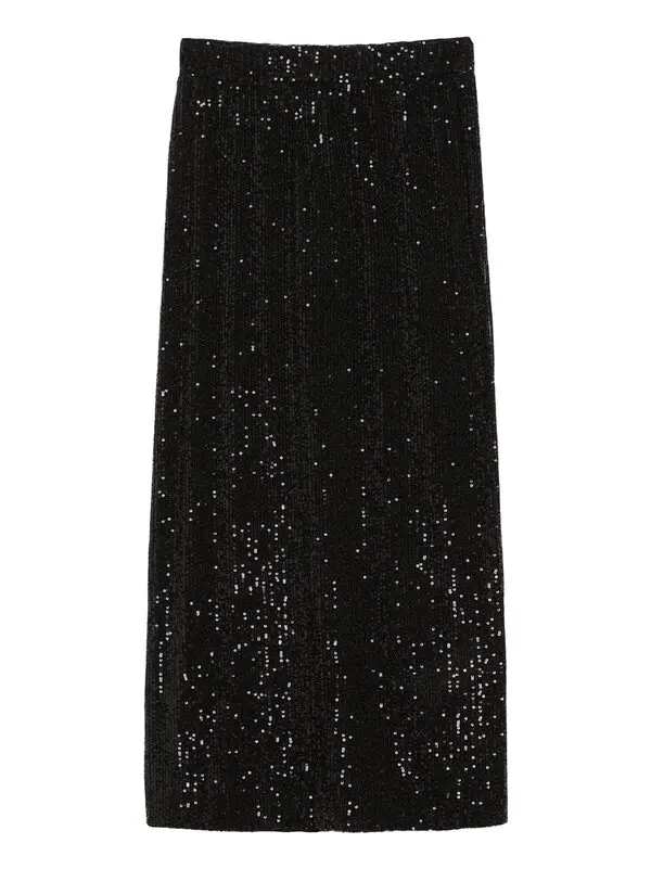 Max Mara Embroidered Sequin Midi Skirt - Black