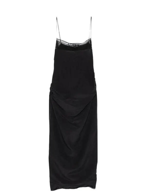 Magda Butrym Strapless Draped Lace Mini Dress - Black