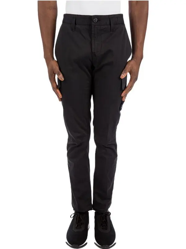 Stone Island Compass Patch Straight Leg Trousers - Black