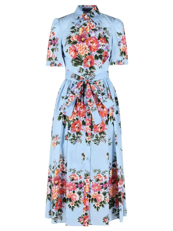 Dolce & Gabbana Floral Printed Midi Dress - Blue
