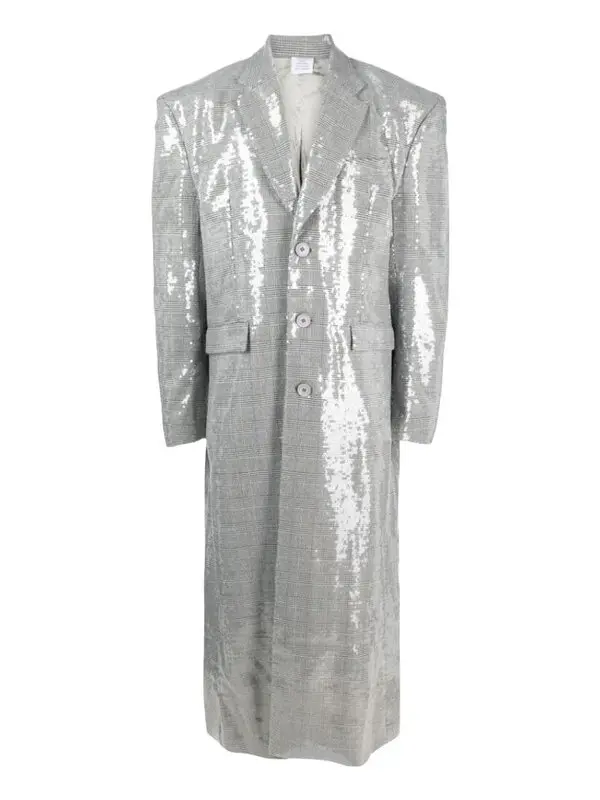 Vetements Sequined Lapel Coat - Gray