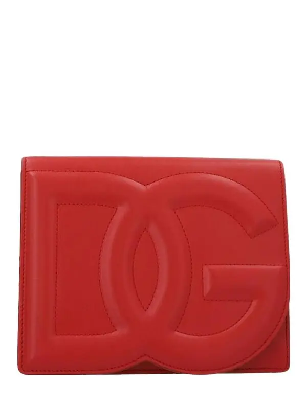 Dolce & Gabbana Logo Embossed Foldover Top Crossbody Bag - Red