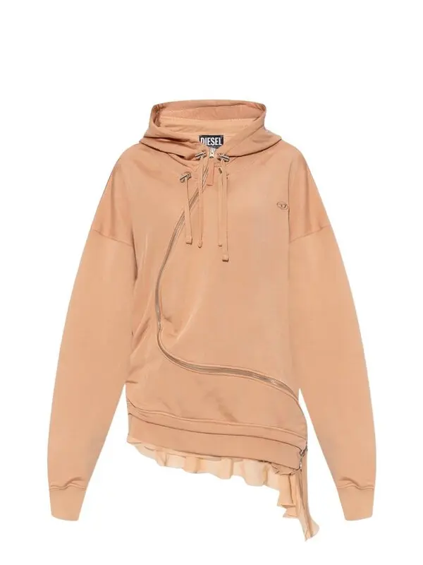DIESEL® Asymmetric Drawstring Hoodie - Nude