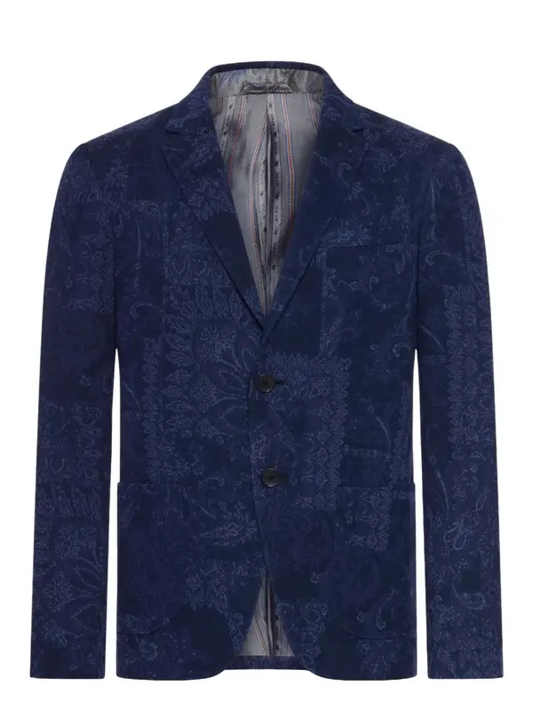 Etro Roma Jacket Floral Pattern Blazer - Black