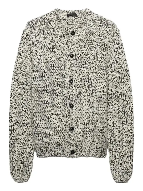 Prada Two-toned Button-up Cardigan - Black/ivory