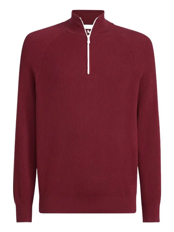 Brunello Cucinelli Ribbed Half-zip Jumper - Red