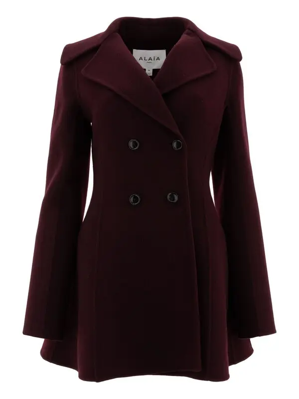 Alaïa Double Breasted Long Sleeve Coat - Bordeaux