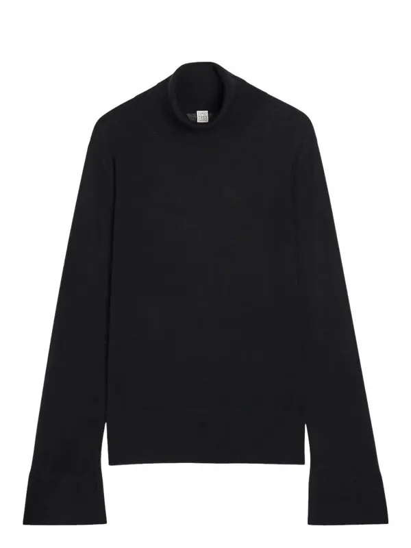 TOTEME High-neck Knitted Jumper With Side Slits - Black