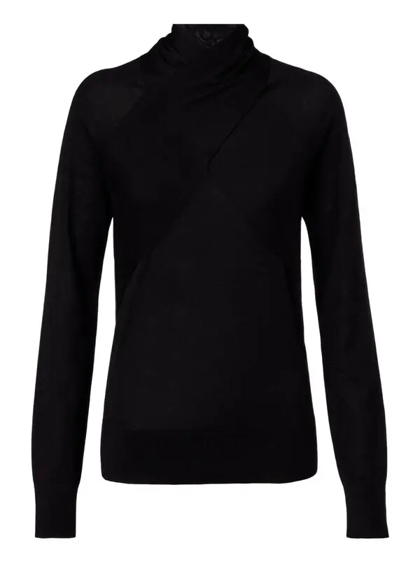 TOTEME High-neck Knitted Jumper With Side Slits - Black