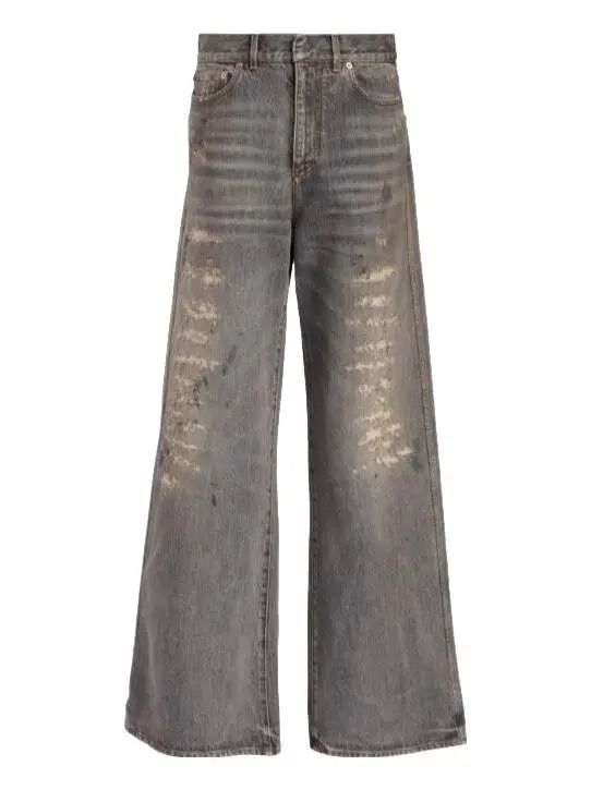 Dior Flared Jeans With Distressed Details - Gray