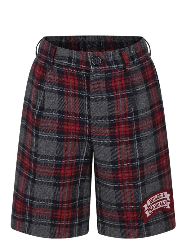 Dolce & Gabbana Logo-embroidered Tartan Shorts - Black
