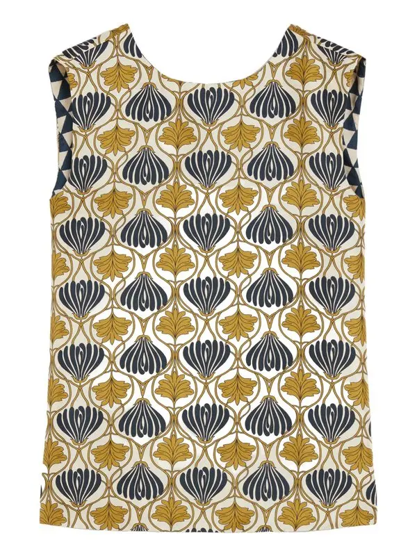 Max Mara Reversible Printed Silk Top - Mustard Yellow