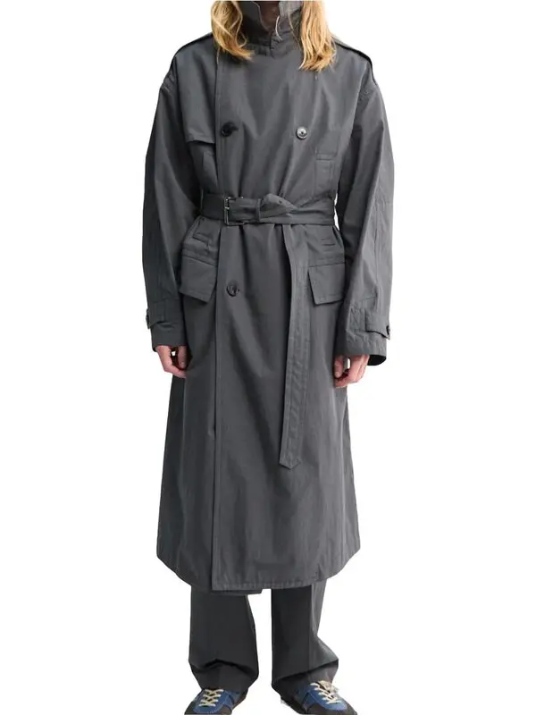 Dries Van Noten Robert Long-sleeved Trench Coat - Dark Gray
