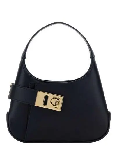 FERRAGAMO Gancini Buckled Hobo Bag - Navy Blue