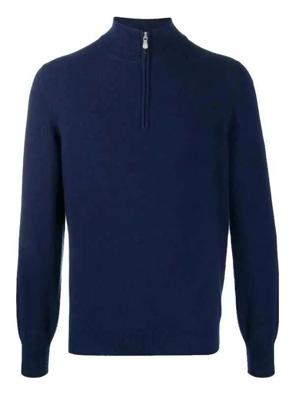 Brunello Cucinelli High-collar Half-zip Sweater - Black
