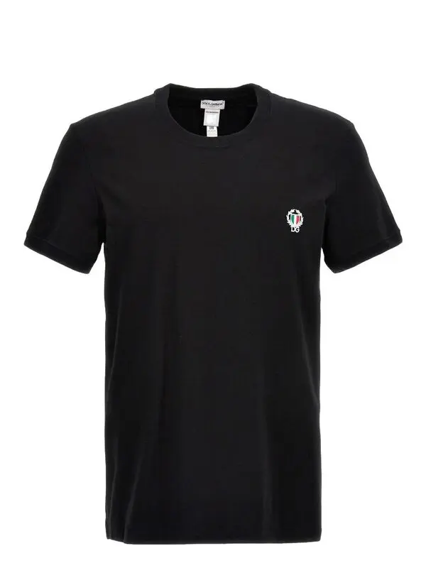 Dolce & Gabbana Dolce Gabbana Logo Embroidered T-shirt - Black
