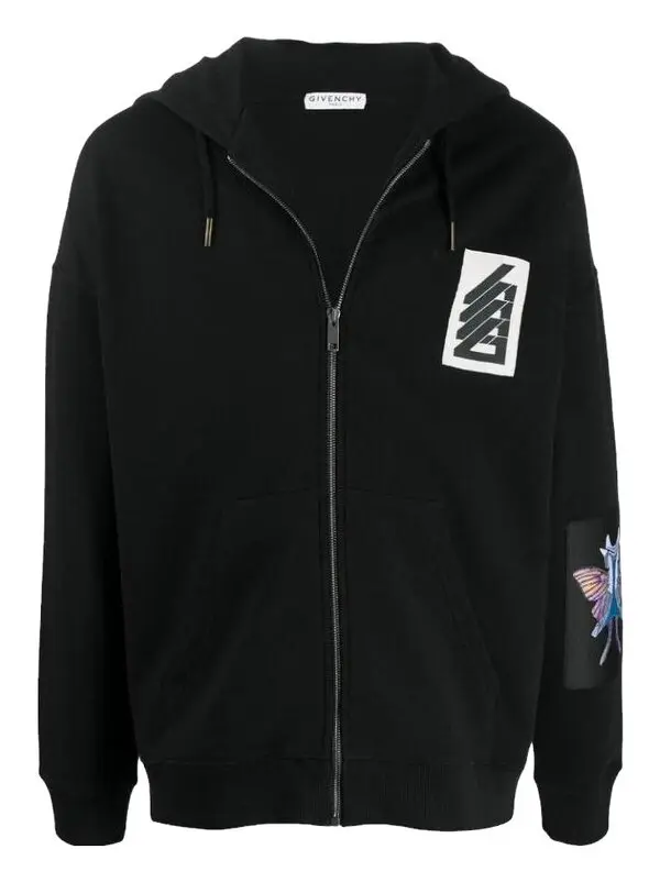 Givenchy Decal Inlaid Zipper Hat Casual Jacket - Black