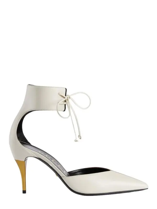 Gucci Ankle Strap Pointed Toe Heels - White