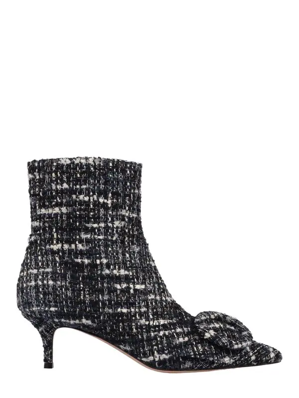 GIANVITO ROSSI Pointed Toe Tweed Ankle Boots - Black