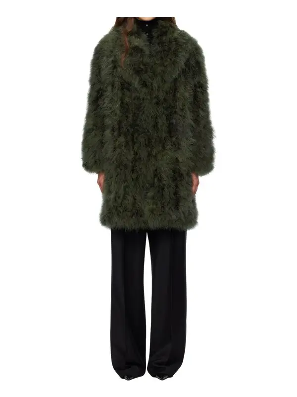YVES SALOMON Long Feather Coat - Green
