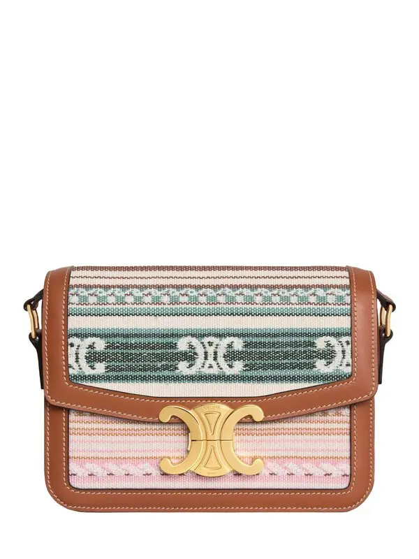 Celine Teen Triomphe Bag In Striped Textile And Calfskin - Multicolor